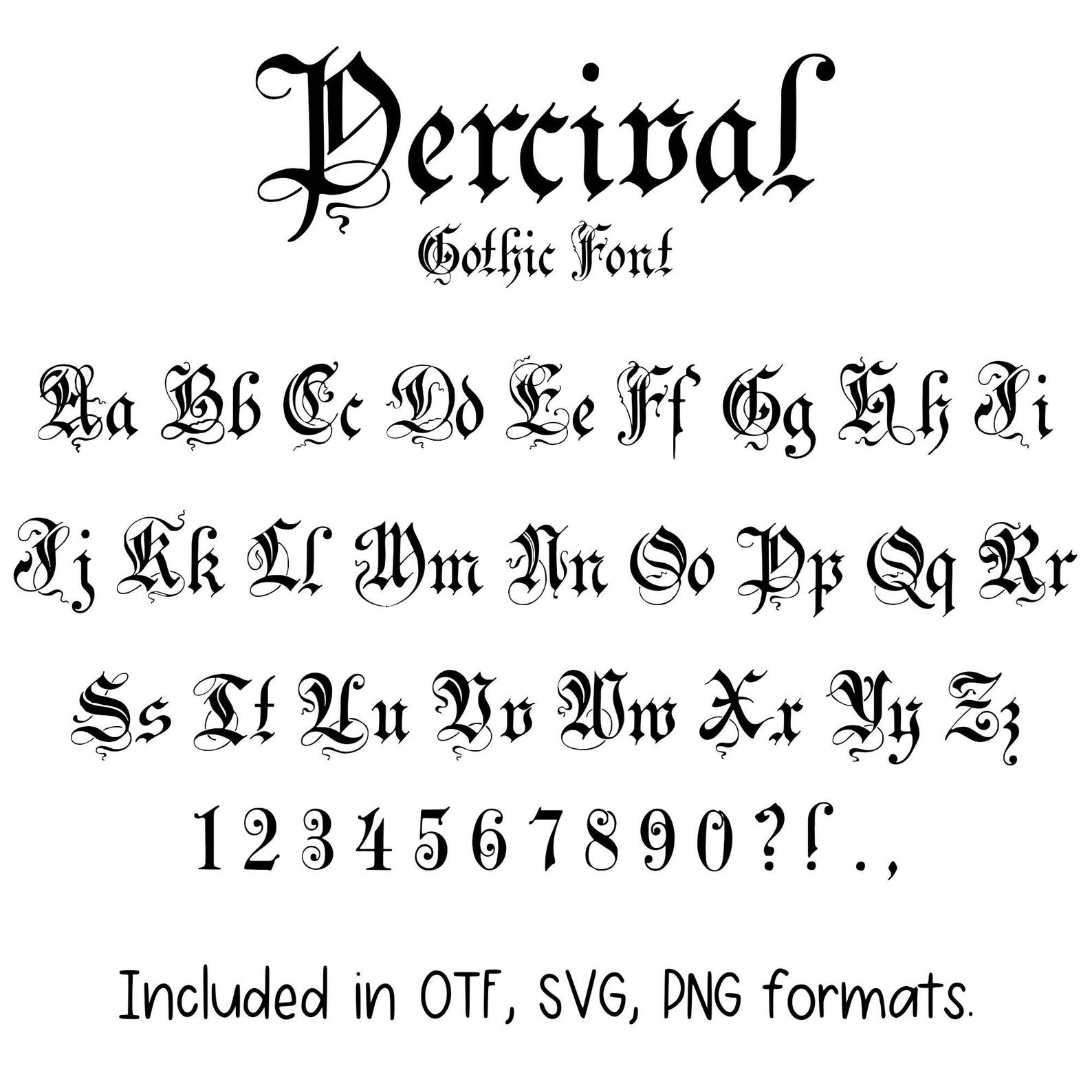 Percival Gothic Font - Letters and Numbers, Cricut Font, Procreate Font ...