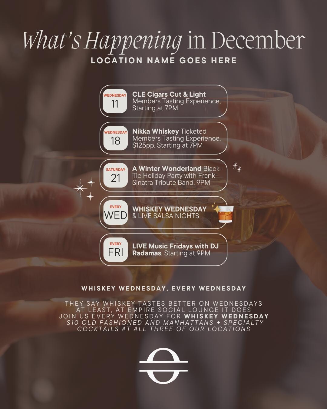 Canva Template - Bar Lounge Restaurant Monthly Calendar for Social ...