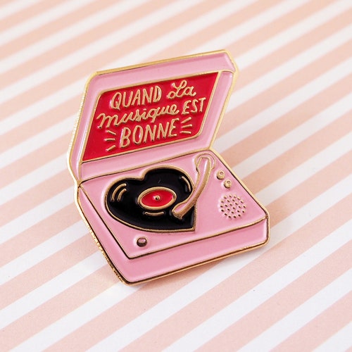 Pink Record Player Enamel Pin Gift for Music Lover | Etsy