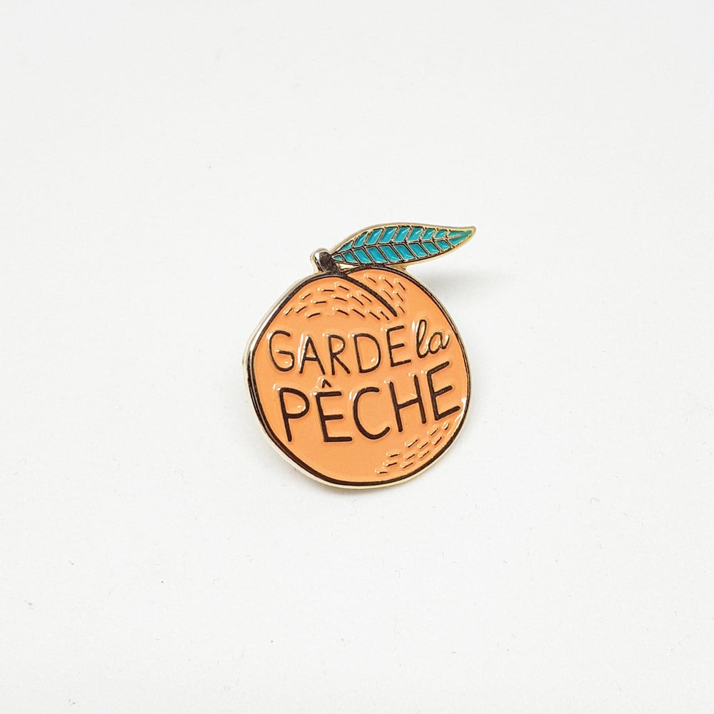 Peach Pin "garde La Pêche" Illustration - Etsy