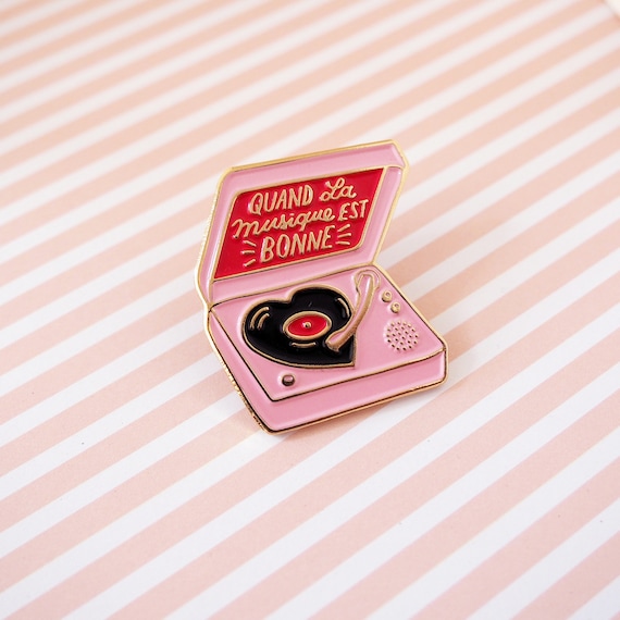 Pink Record Player Enamel Pin Gift for Music Lover | Etsy