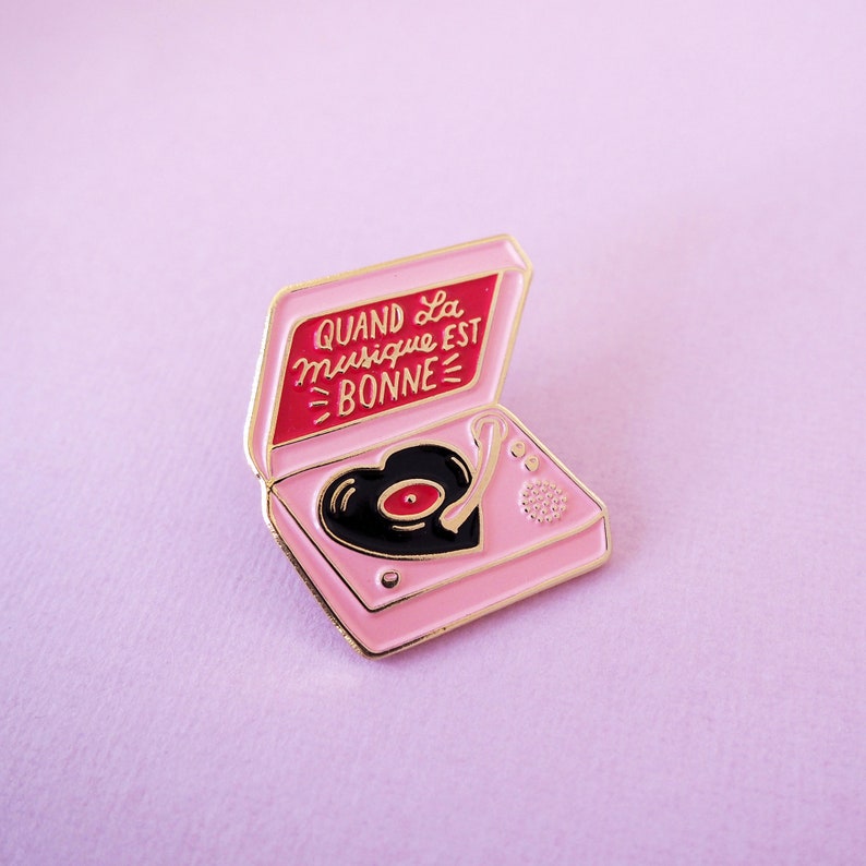 Pink Record Player Enamel Pin Gift for Music Lover | Etsy