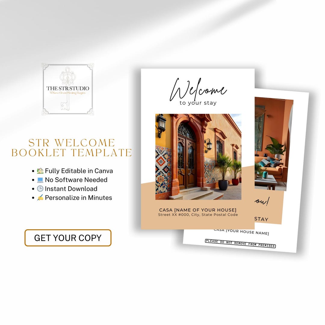 Editable STR Welcome Booklet Template | Canva | Airbnb Guest Manual ...