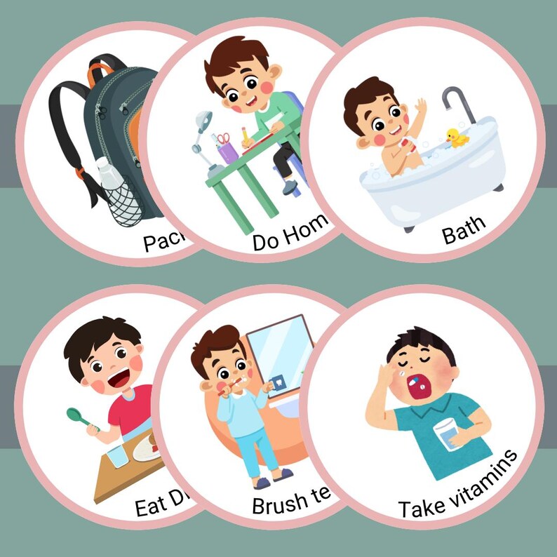ADHD Visual Routine Chart: EDITABLE Kids' Daily Schedule, Autism Task ...