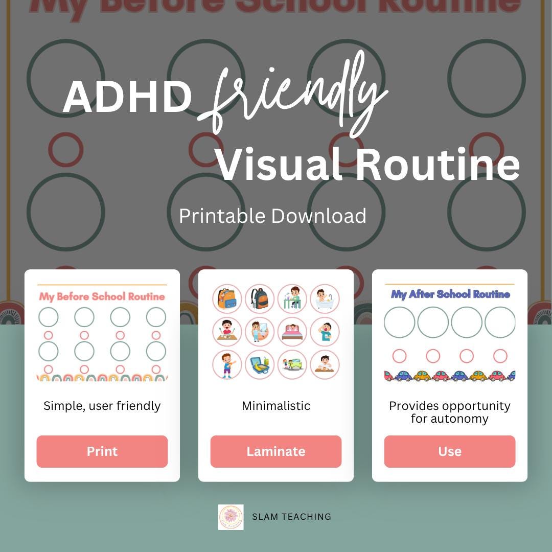 ADHD Visual Routine Chart Printable | Daily Schedule for Kids | Autism ...