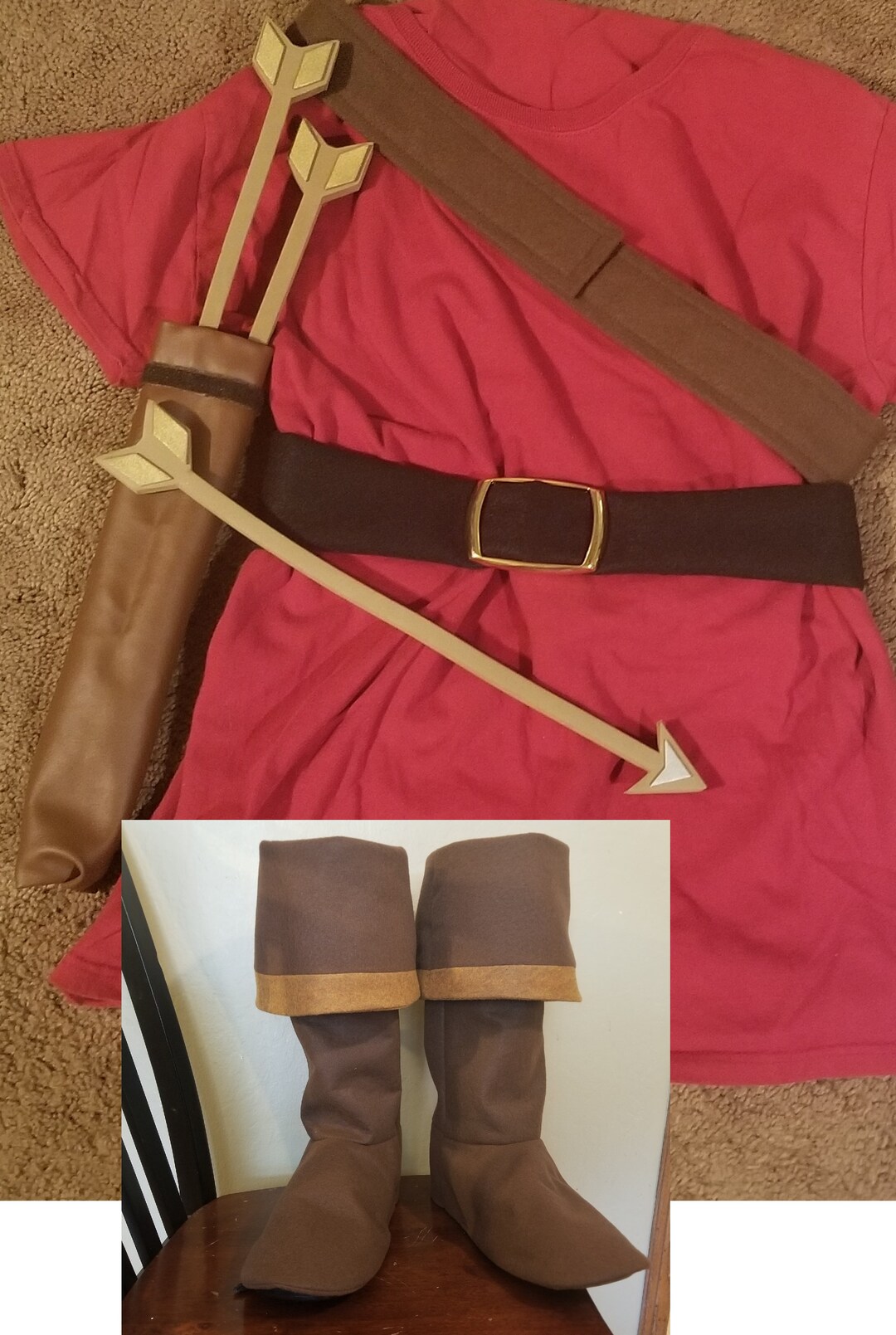Gaston Costume Props and Accessories Includes Boots, Belts and Quiver ...