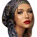 Navy Blue Headscarf Satin Gold Floral Non Slip Head Cover for Women ...