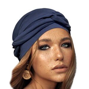 Dark Navy Blue Head Scarf Head Cover for Women Tichel Head Wear Pre ...