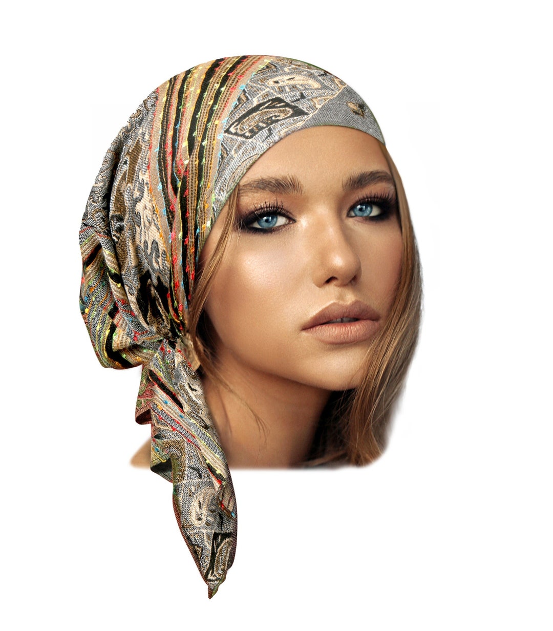 Gray Non Slip Head Wear Pre-tied Cashmere Headscarf: Soft Head Cover ...