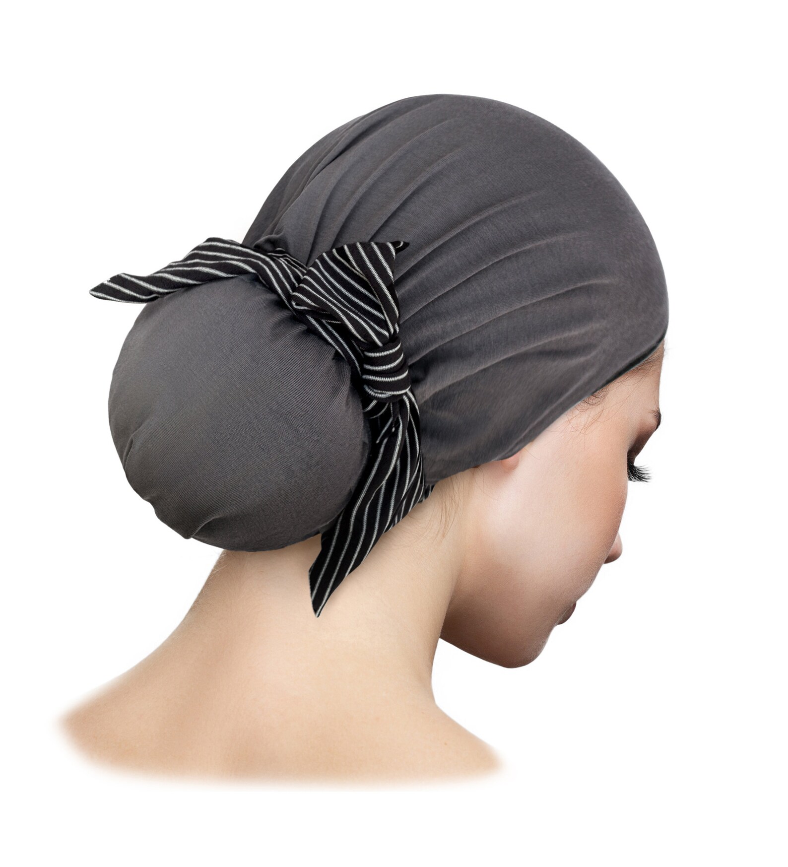 Gray Head Scarf Black Stripe Wrap Tichel Chemo Head Scarf Hair - Etsy