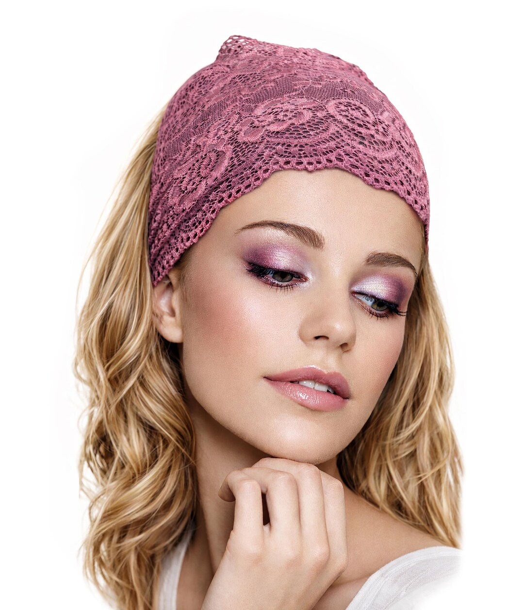 Mauve Purple Lace Headband: Shabby Chic Vintage Floral Make up Hair ...