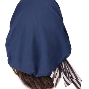 Navy Blue Head Scarf Tichel Head Wrap Soft Long Cotton With Stripe Wrap ...