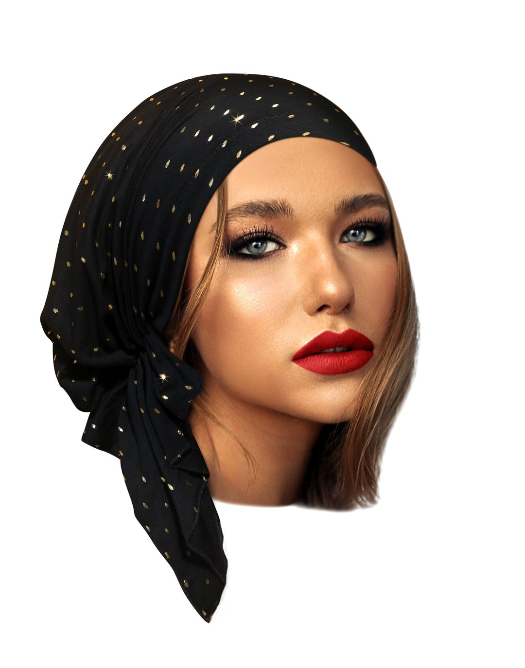 Black Gold Headscarf Soft Cotton Head Cover Tichel for Women Metallic ...