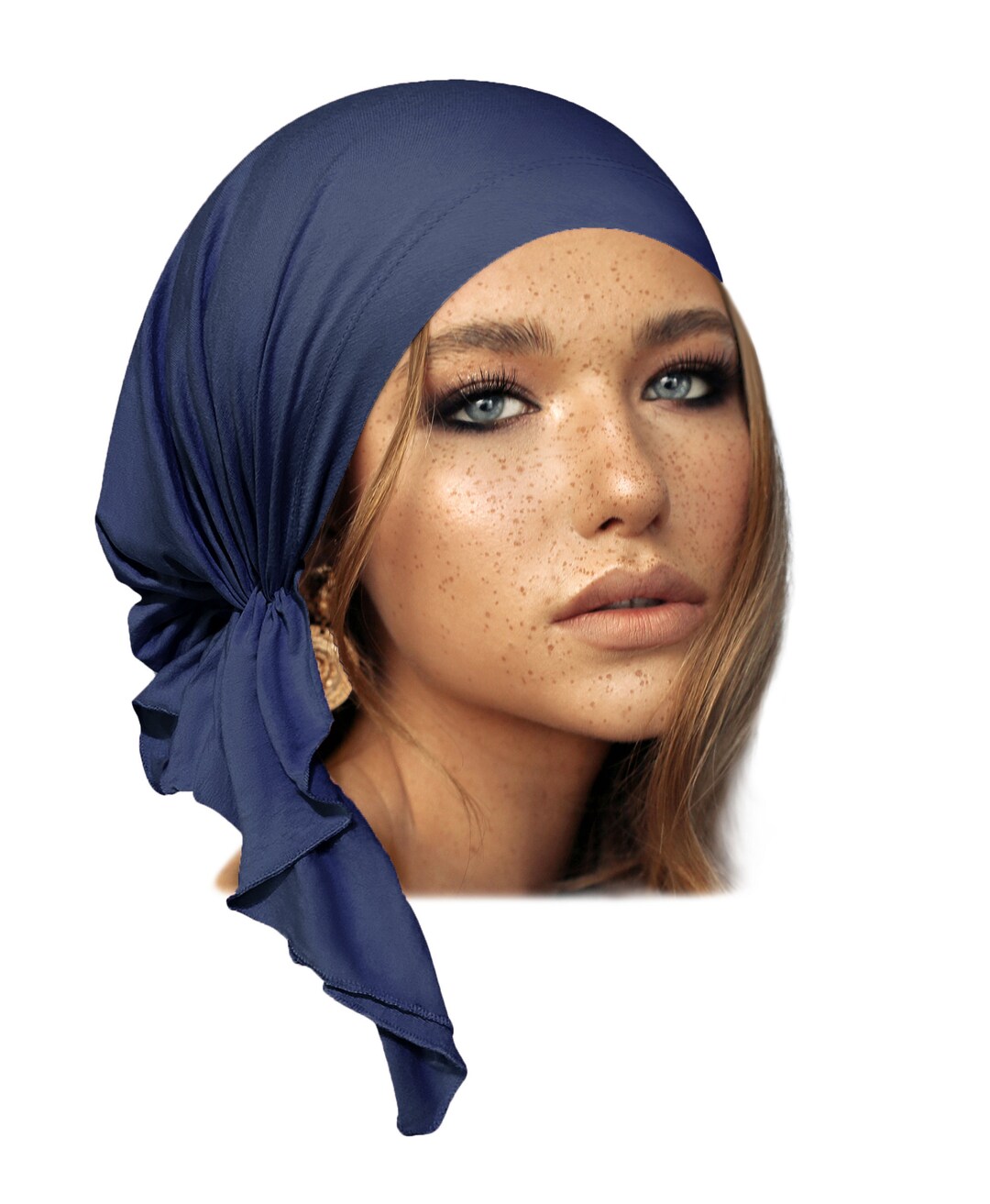 Navy Blue Head Scarf Non Slip Head Wear for Women Tichel Hair Cover ...