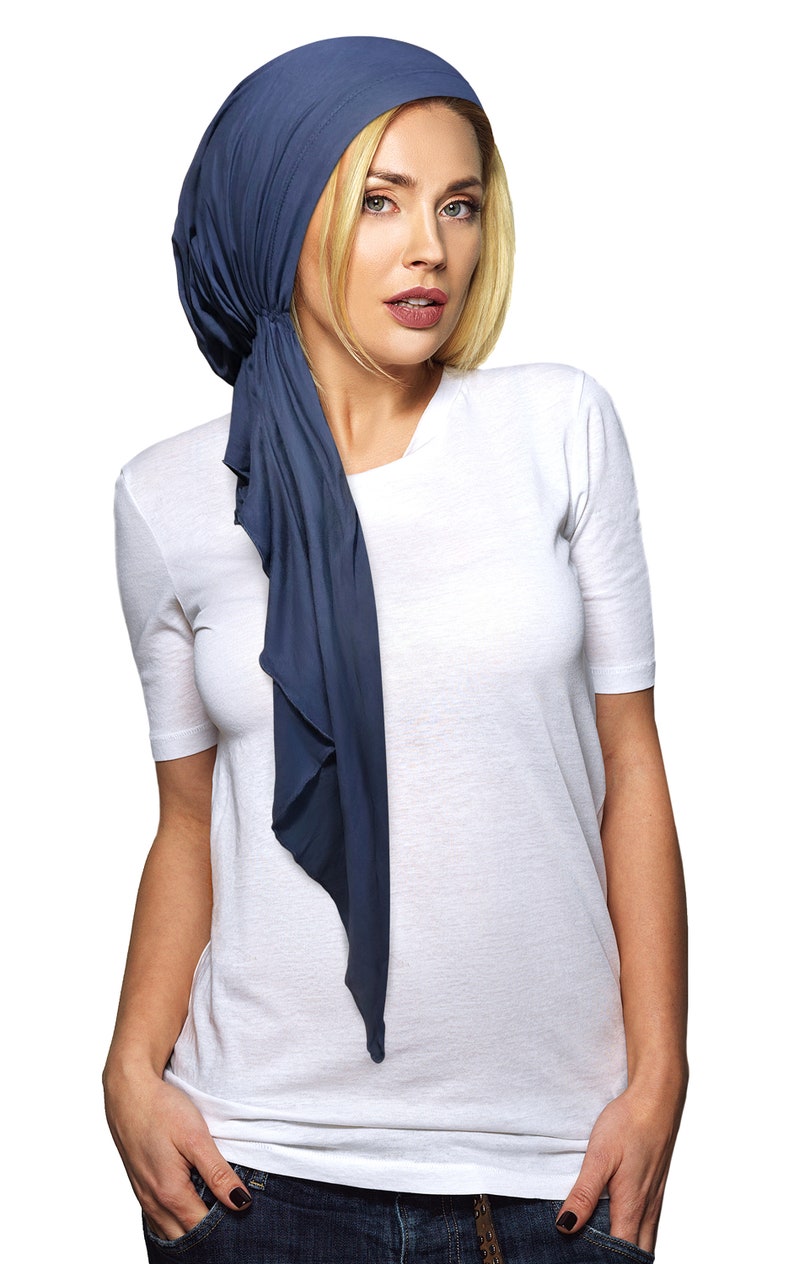 Dark Navy Blue Head scarf Head cover for Women Tichel Head | Etsy
