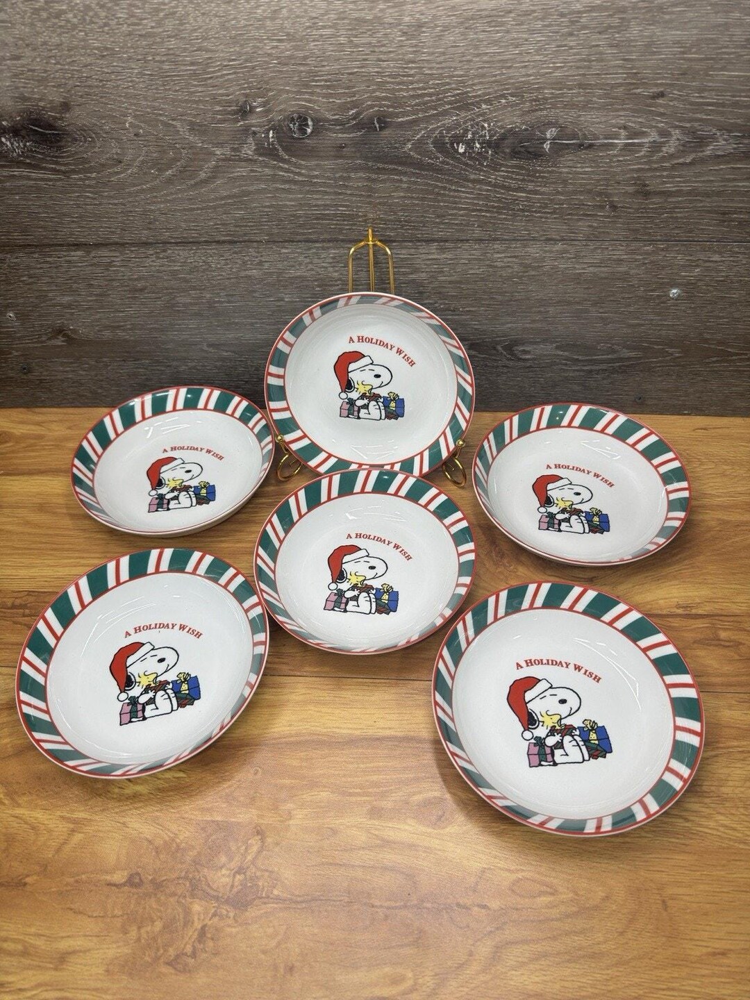 Gibson Peanuts Snoopy A Holiday Wish 7" Christmas Bowl ~set of 6 - Etsy