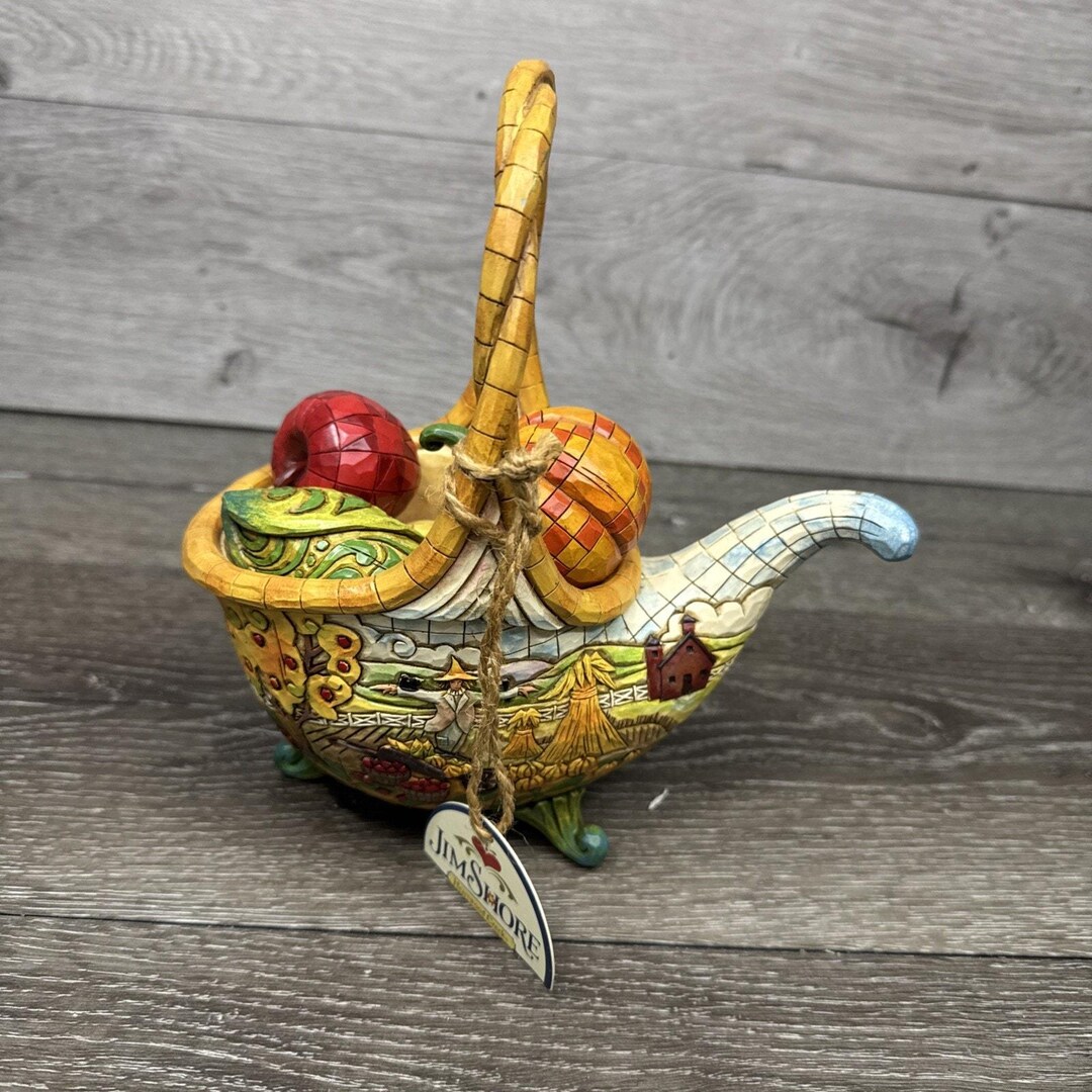 Heartwood Creek Jim Shore Basket of Plenty Figurine 4 Fruits and Veg ...