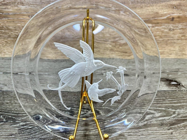 Vintage Boehm Hoya Museum Crystal Japan 8" Plate Hummingbird ~signed - Etsy