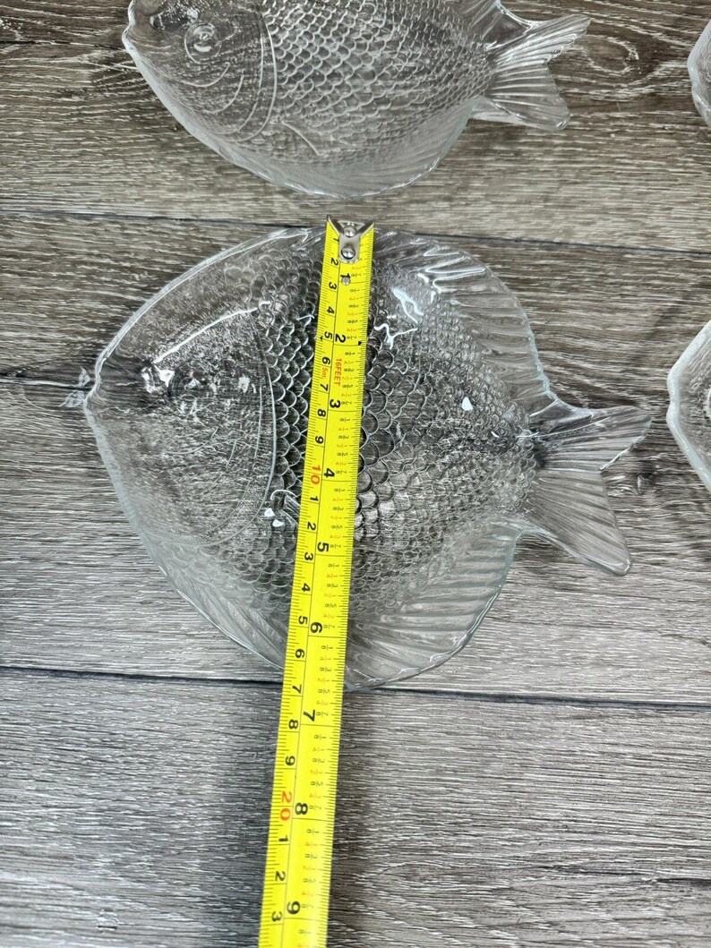 Vintage Arcoroc France Fish Shaped Embossed Glass Snack Plates 7-1/2x6 ...