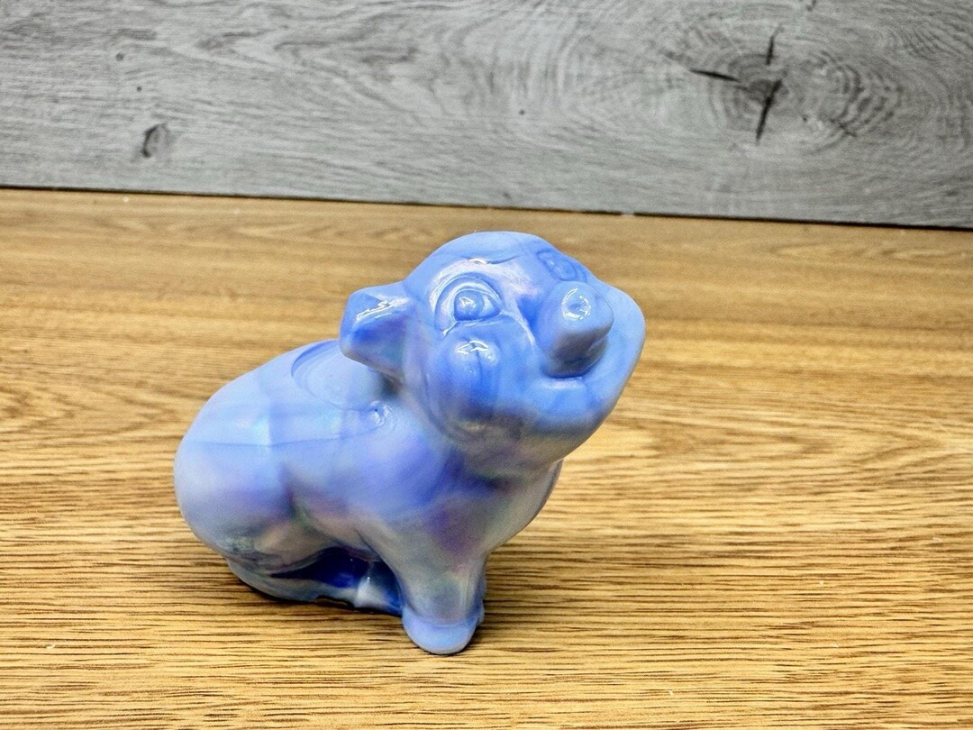 Fenton Blue Slag Pig Figurine True Blue Friends Collection Scarce 3 ...