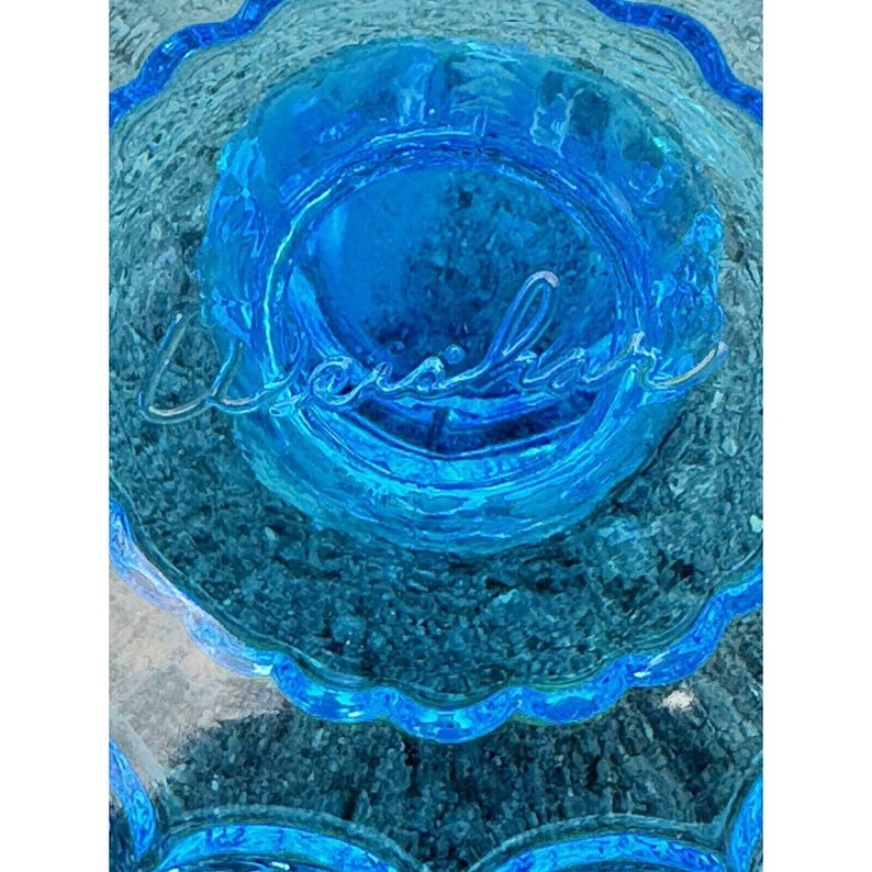 VINTAGE Weishar Moon and Star Glass Large Colonial Blue With Lid 8.5 ...