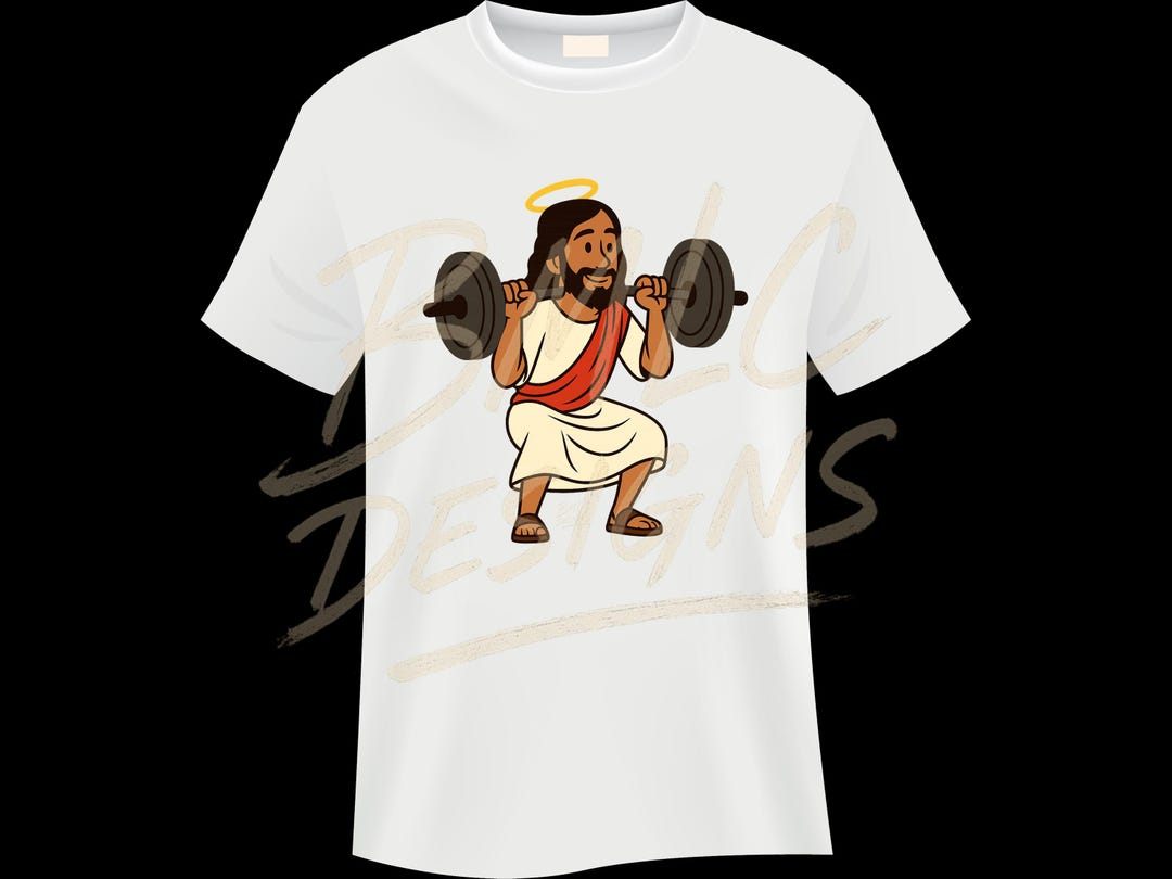 Funny Jesus Weightlifting T-shirt – Christian Workout Faith Fitness Gym ...