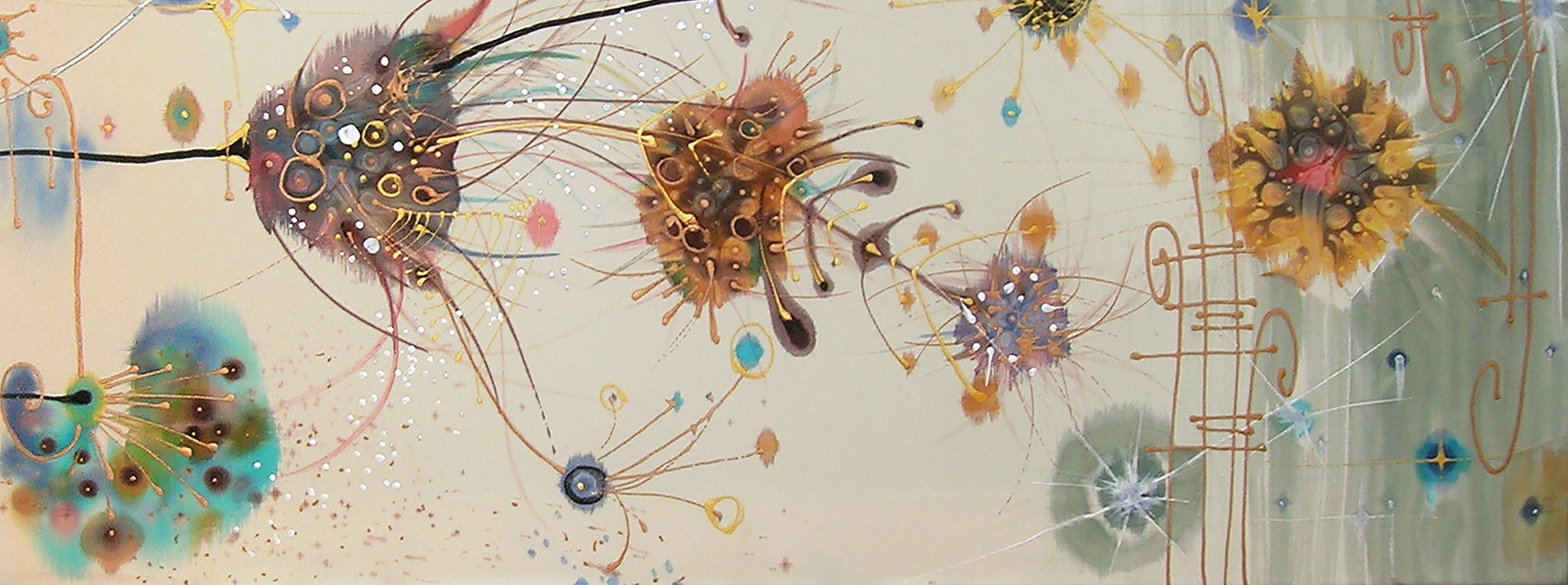 Long Abstract Vertical Wall Art, Whimsical Fairy Feathers, Pastel ...