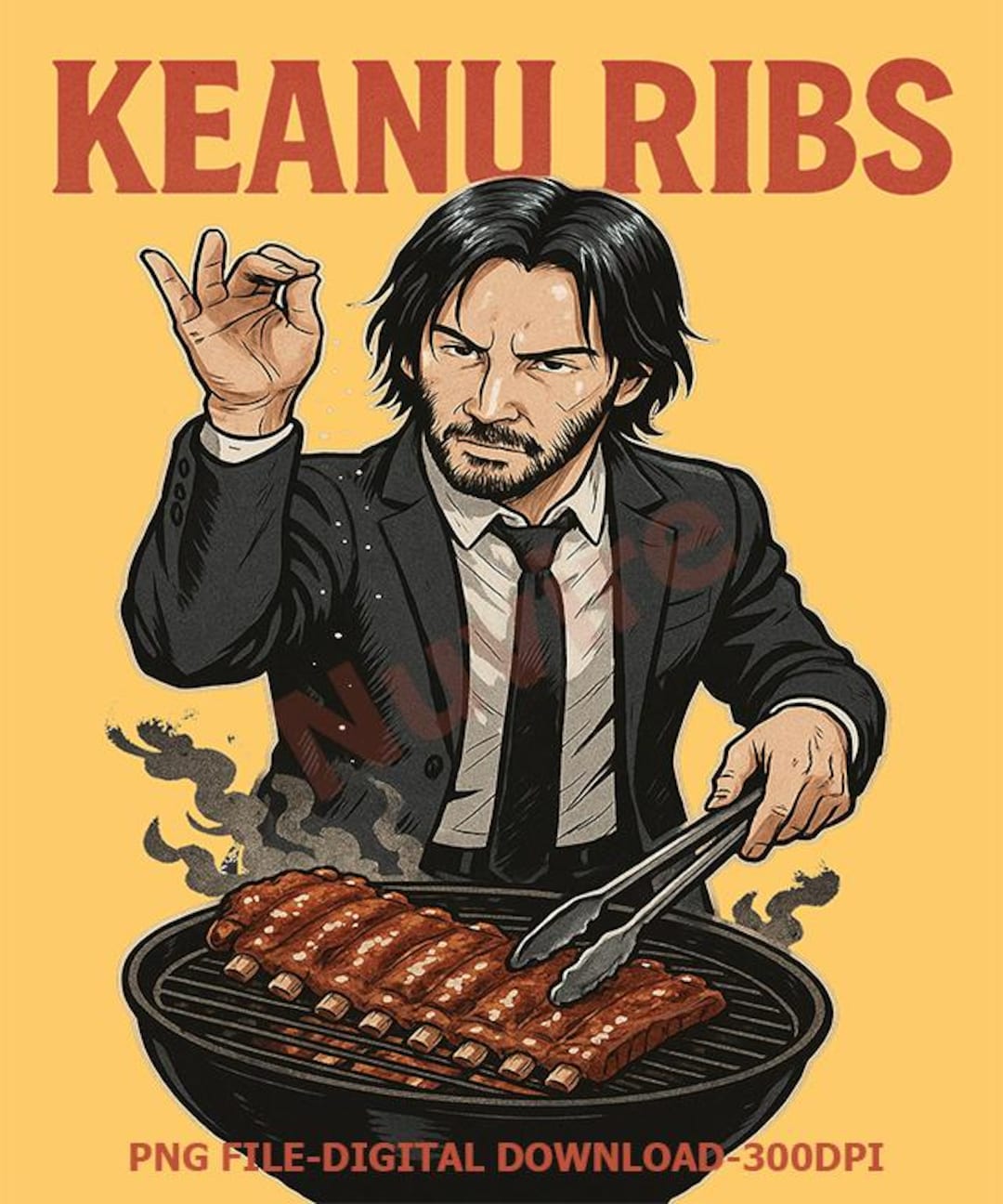 Funny Keanu Ribs BBQ Meme PNG - Print-on-demand Design (digital ...