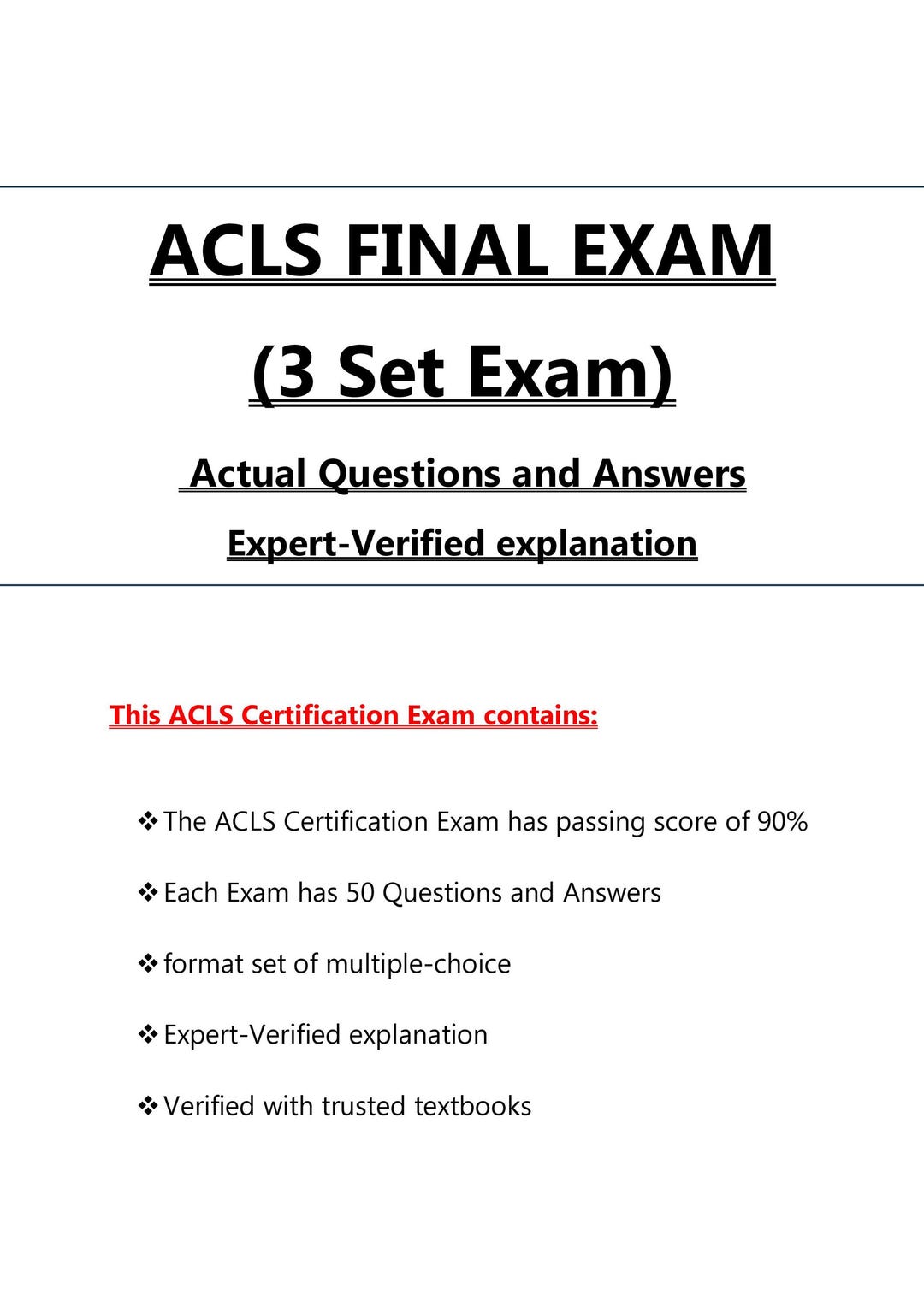 2025 ACLS Exam Prep: 3 Full Practice Tests With Verified Answers (PDF ...