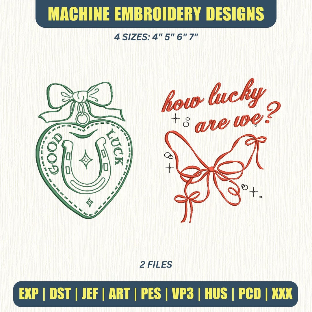 Lucky Charm Embroidery Design, Coquette Pattern, Digital Files, Instant ...