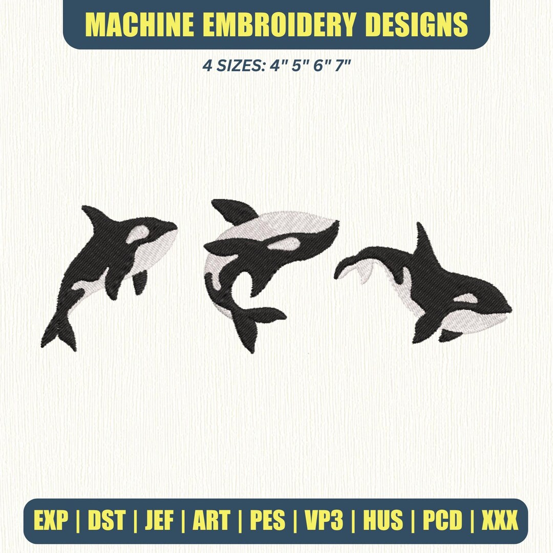 Killer Whale Embroidery Designs, Cute Girly Embroidery Files,4x4 Hoop ...