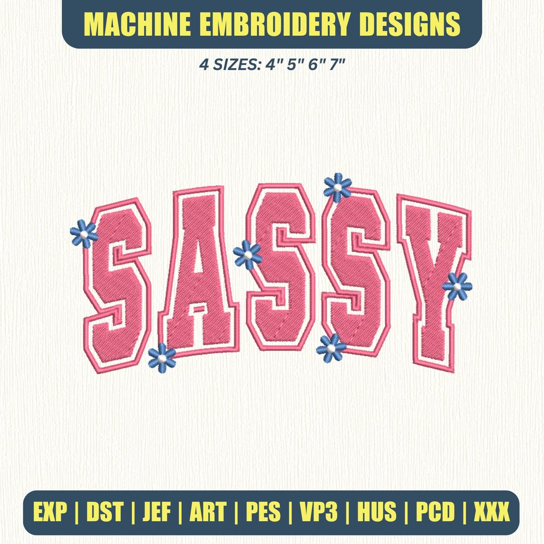 Sassy Embroidery Designs, Cute Girly Embroidery Files,4x4 Hoop Design ...
