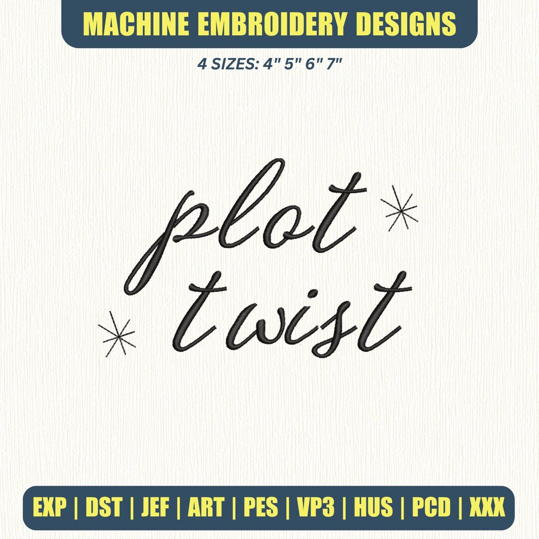 Plot Twist Embroidery Design, Coquette Pattern, Digital Files, Instant ...
