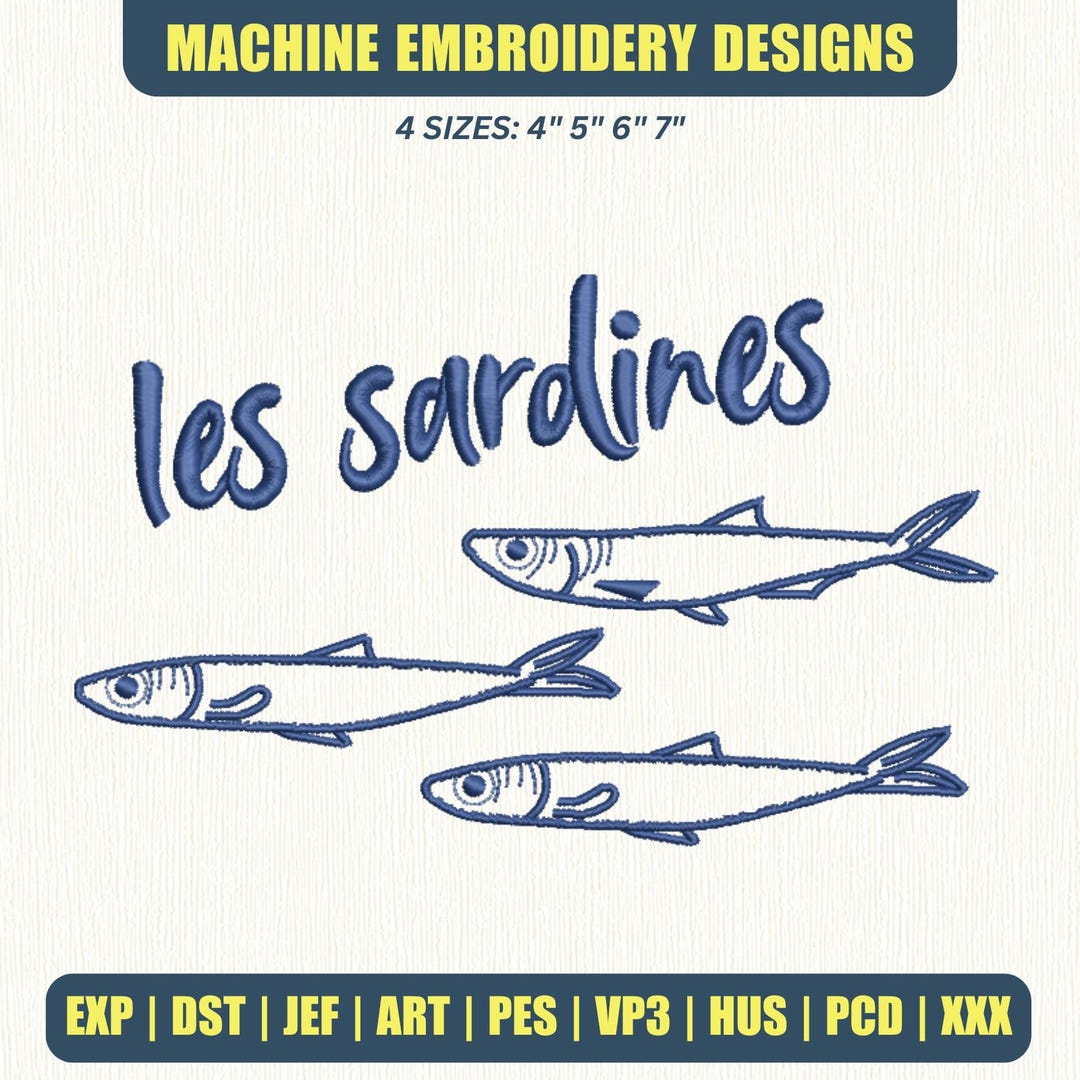 Les Sardines Embroidery Design, Coquette Summer Pattern, Digital Files ...