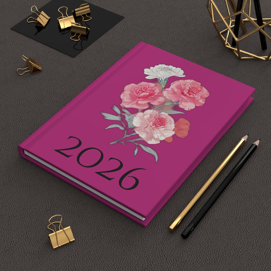 Personalized Carnation Floral Hardcover Journal | Beautiful Planner, Sketchbook, Diary, Thought ...