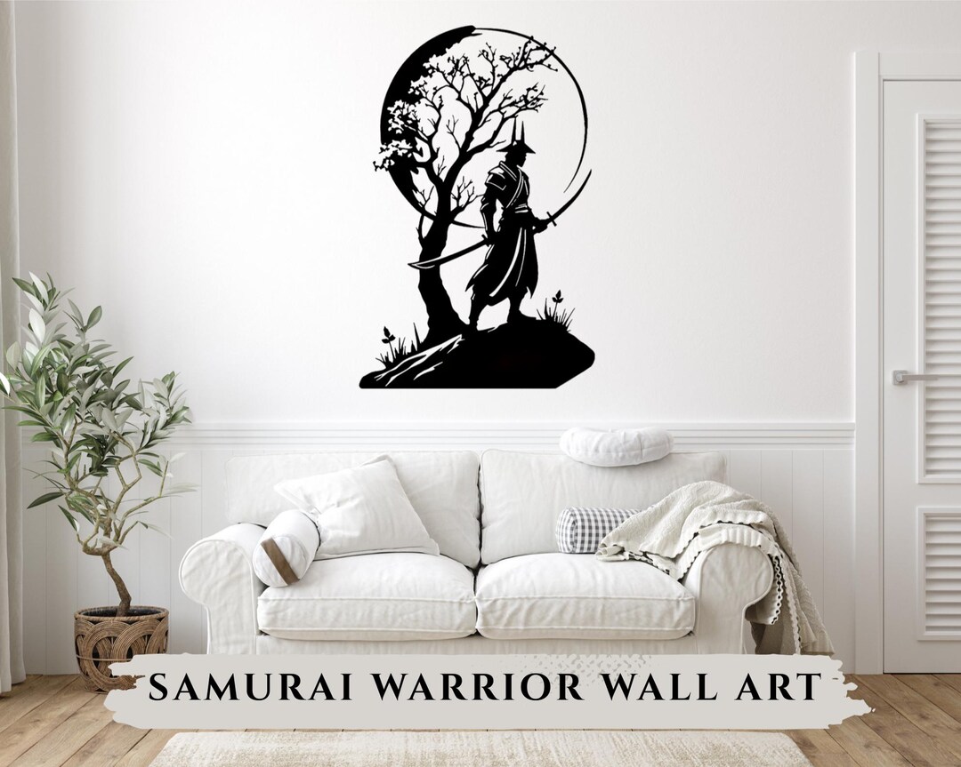 Samurai Metal Wall Art | Bushido Japanese Warrior Silhouette Decor ...