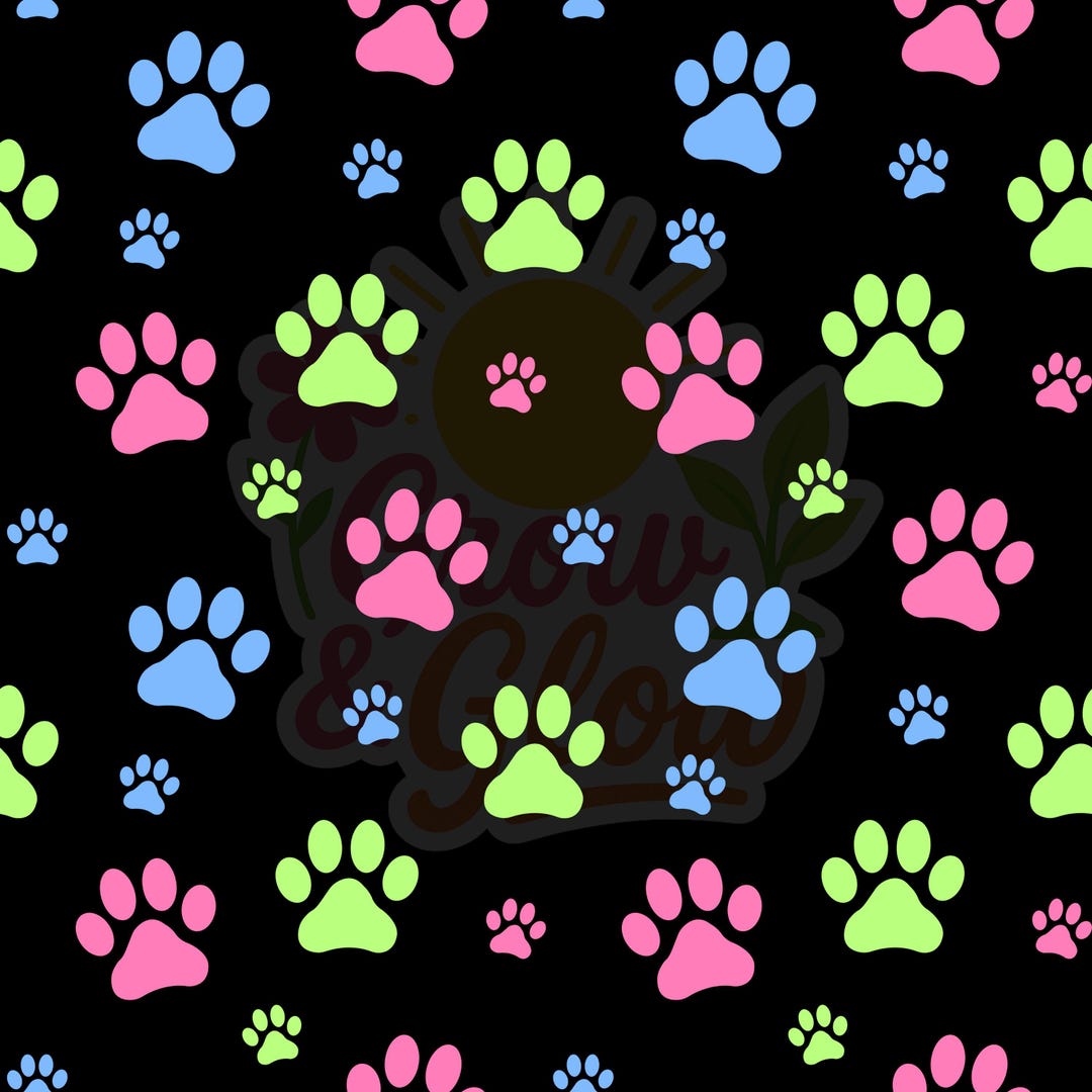 Bright Paw Print Seamless Pattern, Vibrant Cat Paw Digital Paper ...