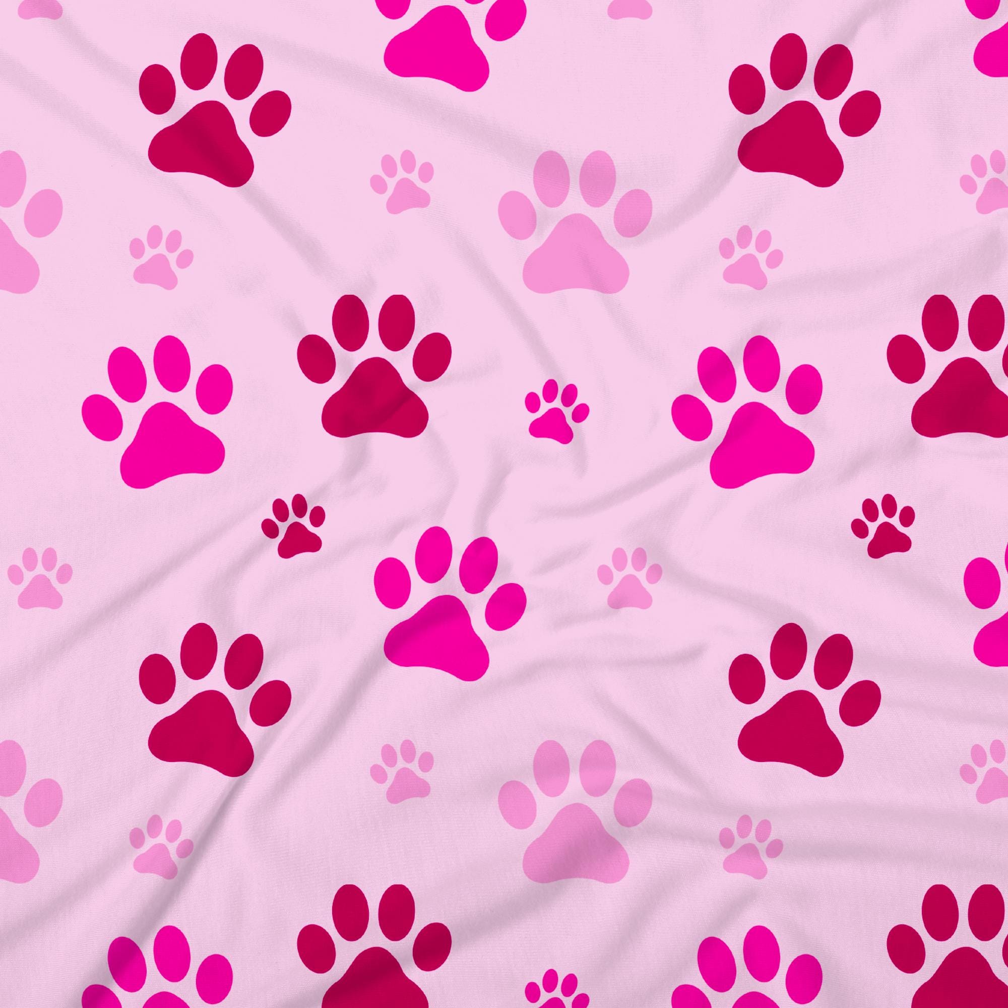 Pink Pawprint Printable Paper Paw Print Digital Paper Pack Dog Paw ...