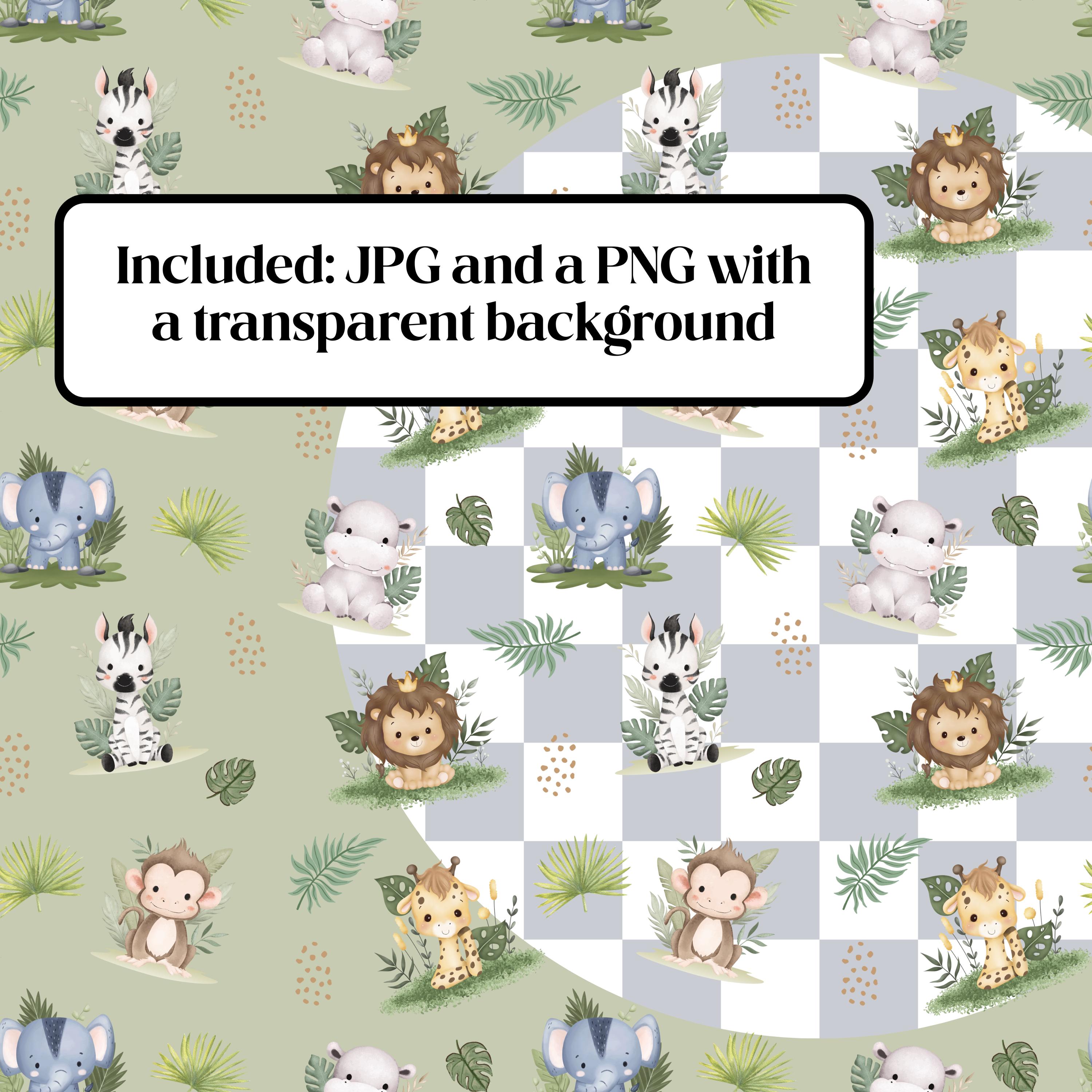 Safari Baby Animals Seamless Pattern Cute Jungle Nursery Wallpaper Baby ...