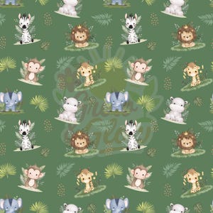 Safari Baby Animals Seamless Pattern Cute Jungle Nursery Wallpaper Baby ...