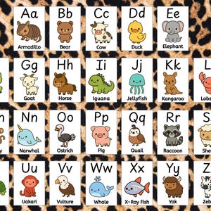 Kawaii Animal Alphabet Flashcards – Printable ABC Cards for Kids, Cute ...