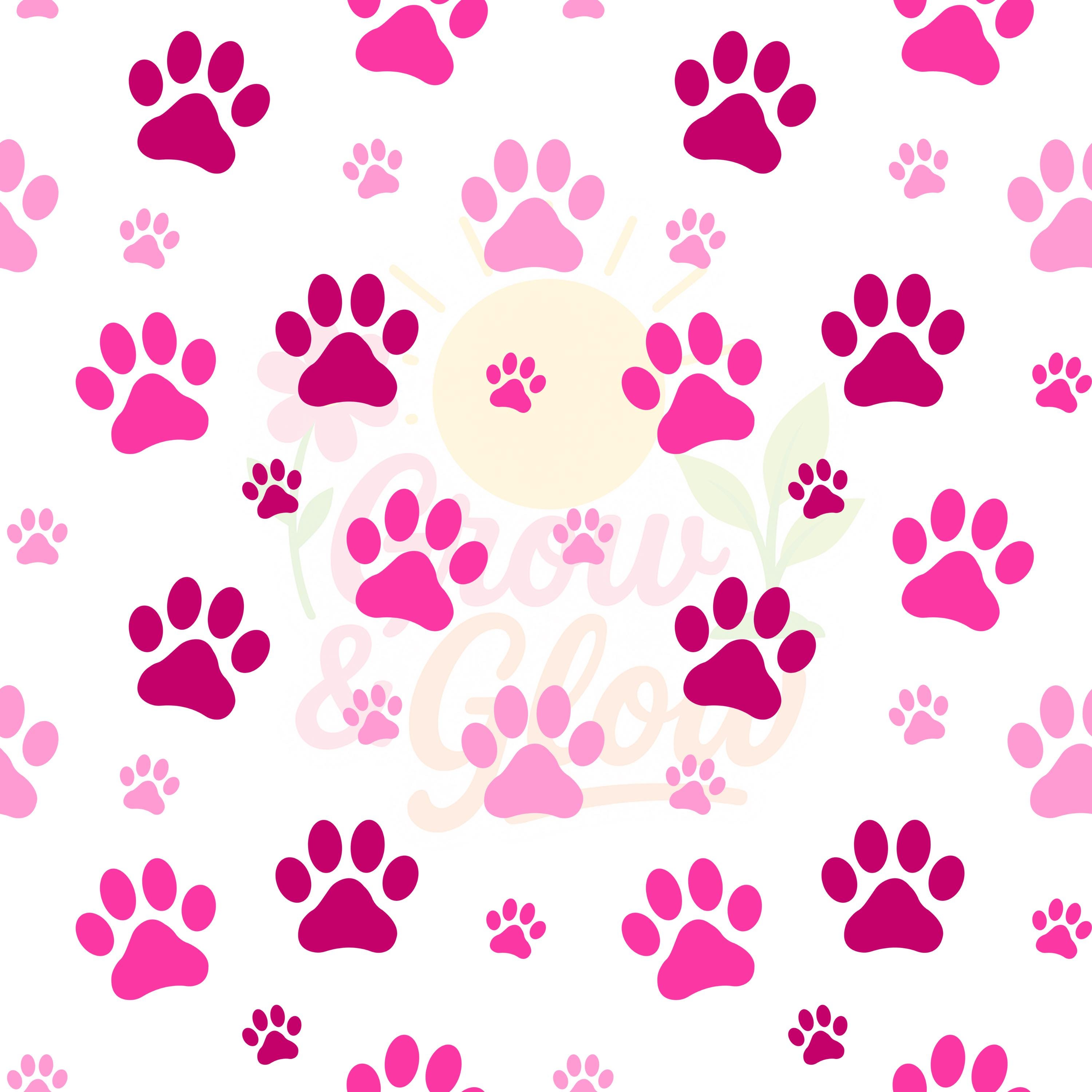 Pink Pawprint Printable Paper Paw Print Digital Paper Pack Dog Paw ...