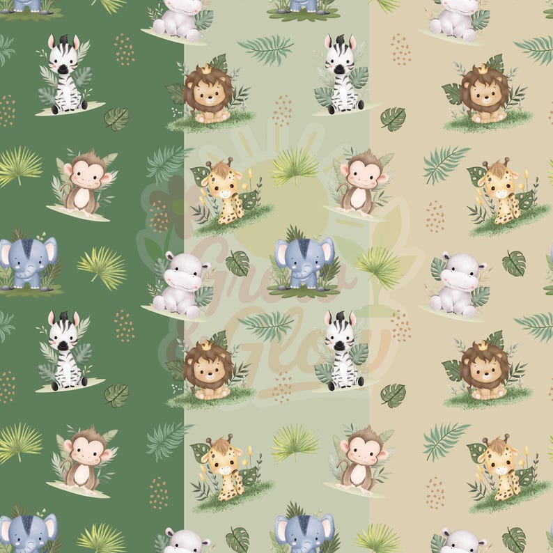 Safari Baby Animals Seamless Pattern Cute Jungle Nursery Wallpaper Baby ...