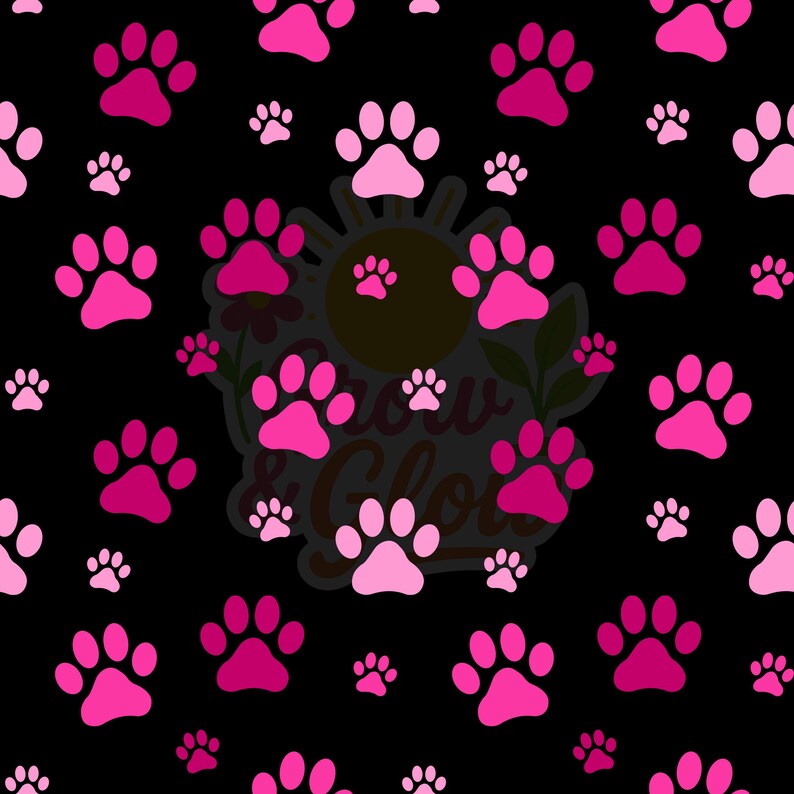 Pink Pawprint Printable Paper Paw Print Digital Paper Pack Dog Paw ...