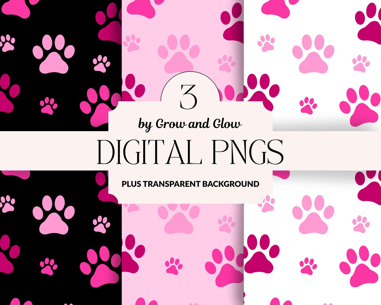 Pink Pawprint Printable Paper Paw Print Digital Paper Pack Dog Paw ...