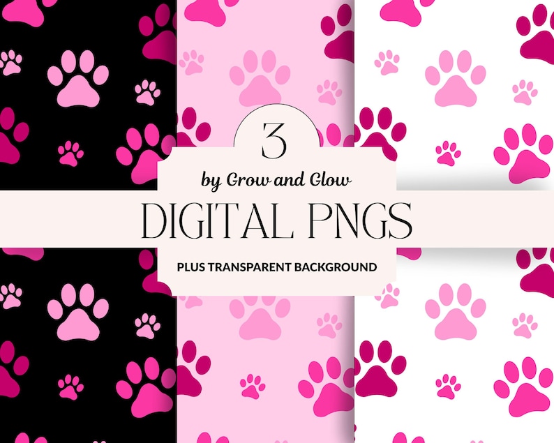 Pink Pawprint Printable Paper Paw Print Digital Paper Pack Dog Paw ...