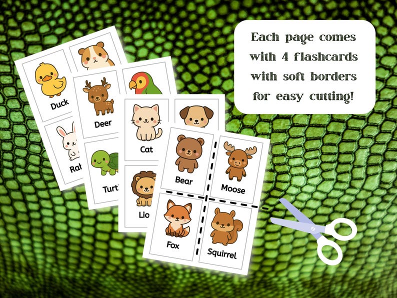 64 Kawaii Animal Flashcards for Kids Printable Flashcards Animal ...