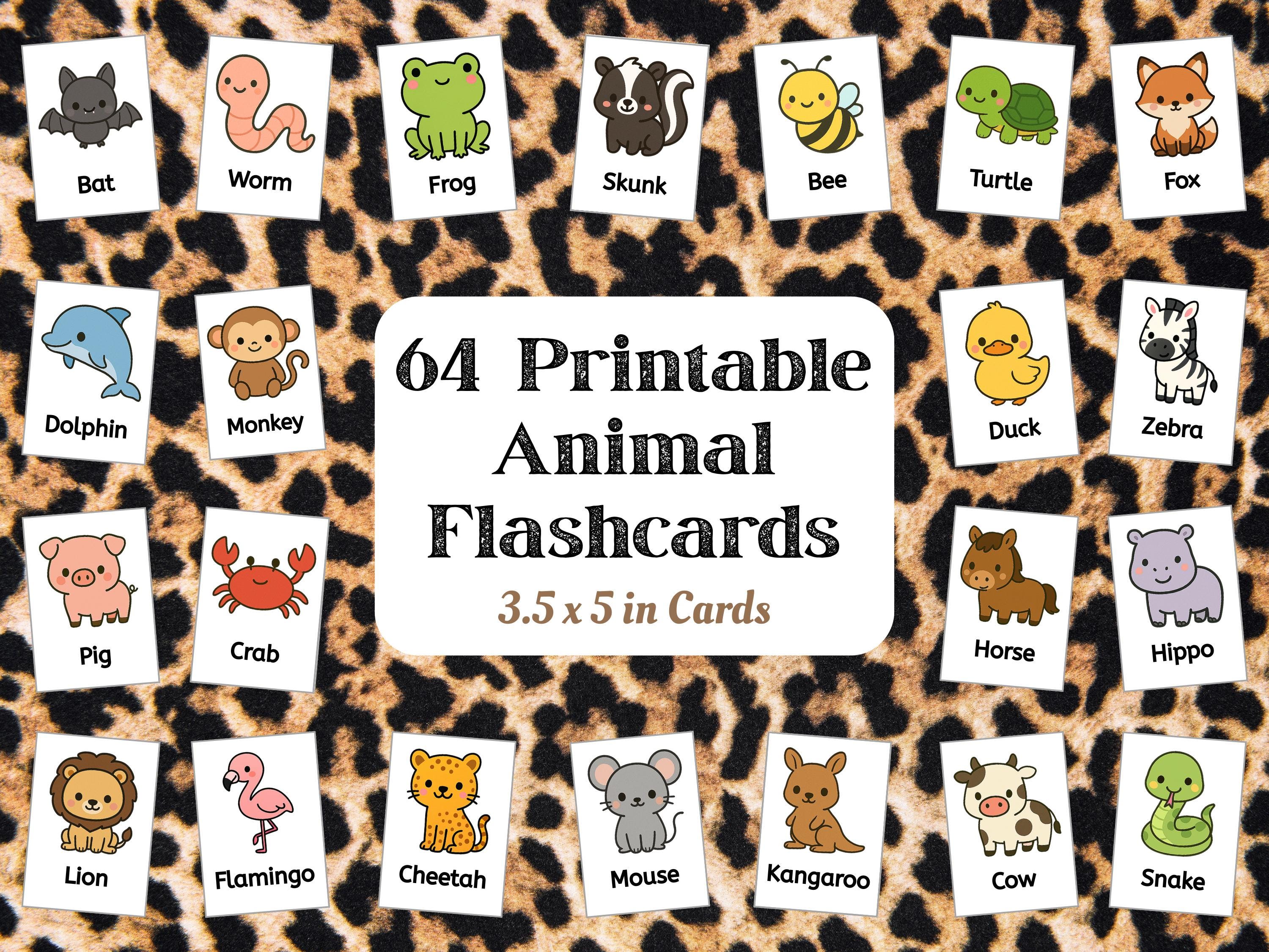 64 Kawaii Animal Flashcards for Kids Printable Flashcards Animal ...
