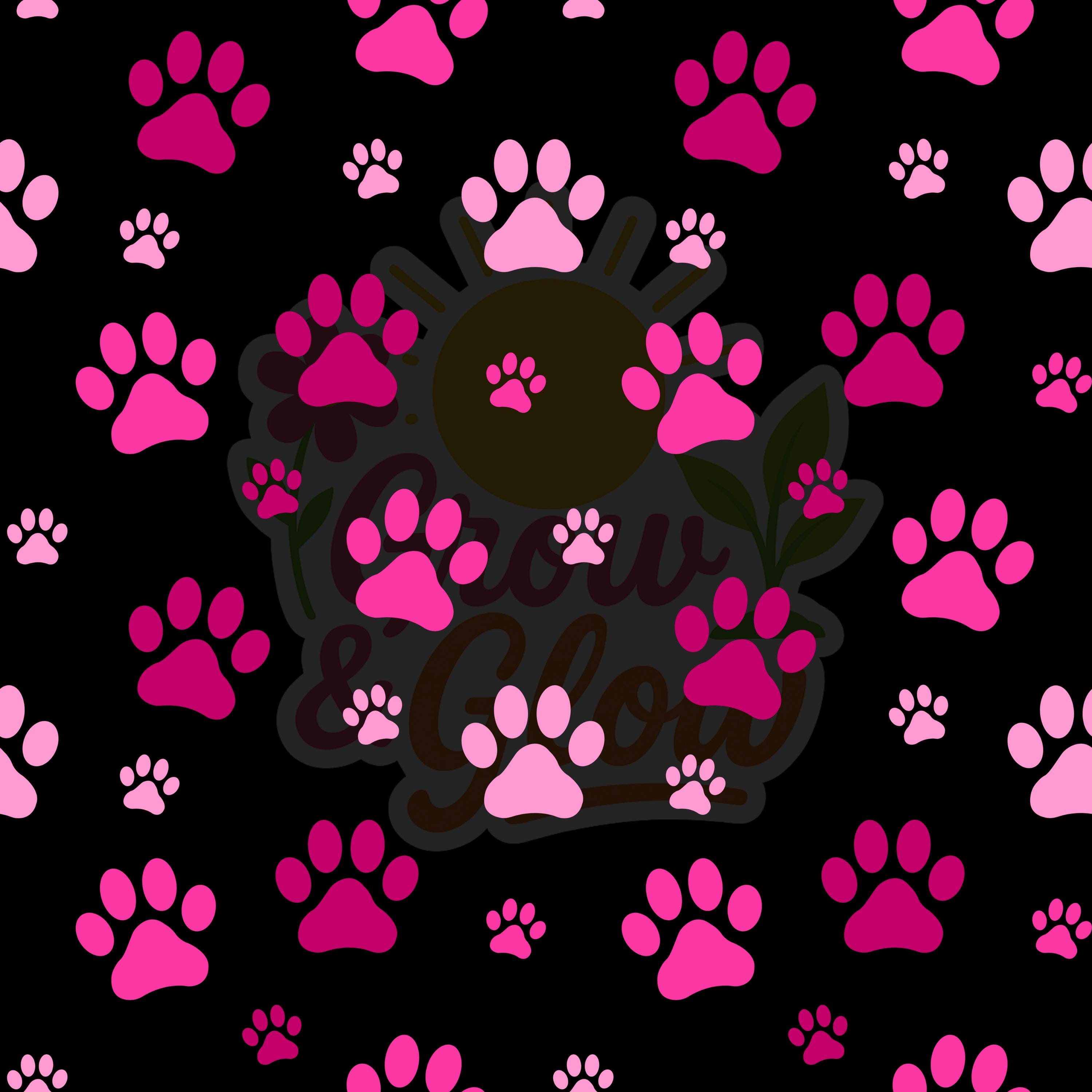 Pink Pawprint Printable Paper Paw Print Digital Paper Pack Dog Paw ...