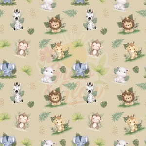 Safari Baby Animals Seamless Pattern Cute Jungle Nursery Wallpaper Baby ...